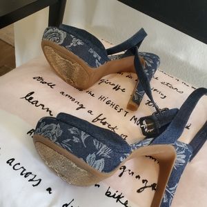 Jessica Simpson | Shoes | Jessica Simpson Floral Denim Platform High ...